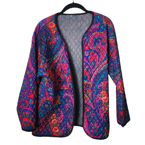 Vintage | Jackets & Coats | Vintage Colorful Paisley Quilted Jacket ...